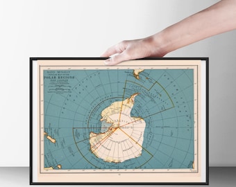 1912 Map of Antarctica & South Pole Print Poster - Etsy