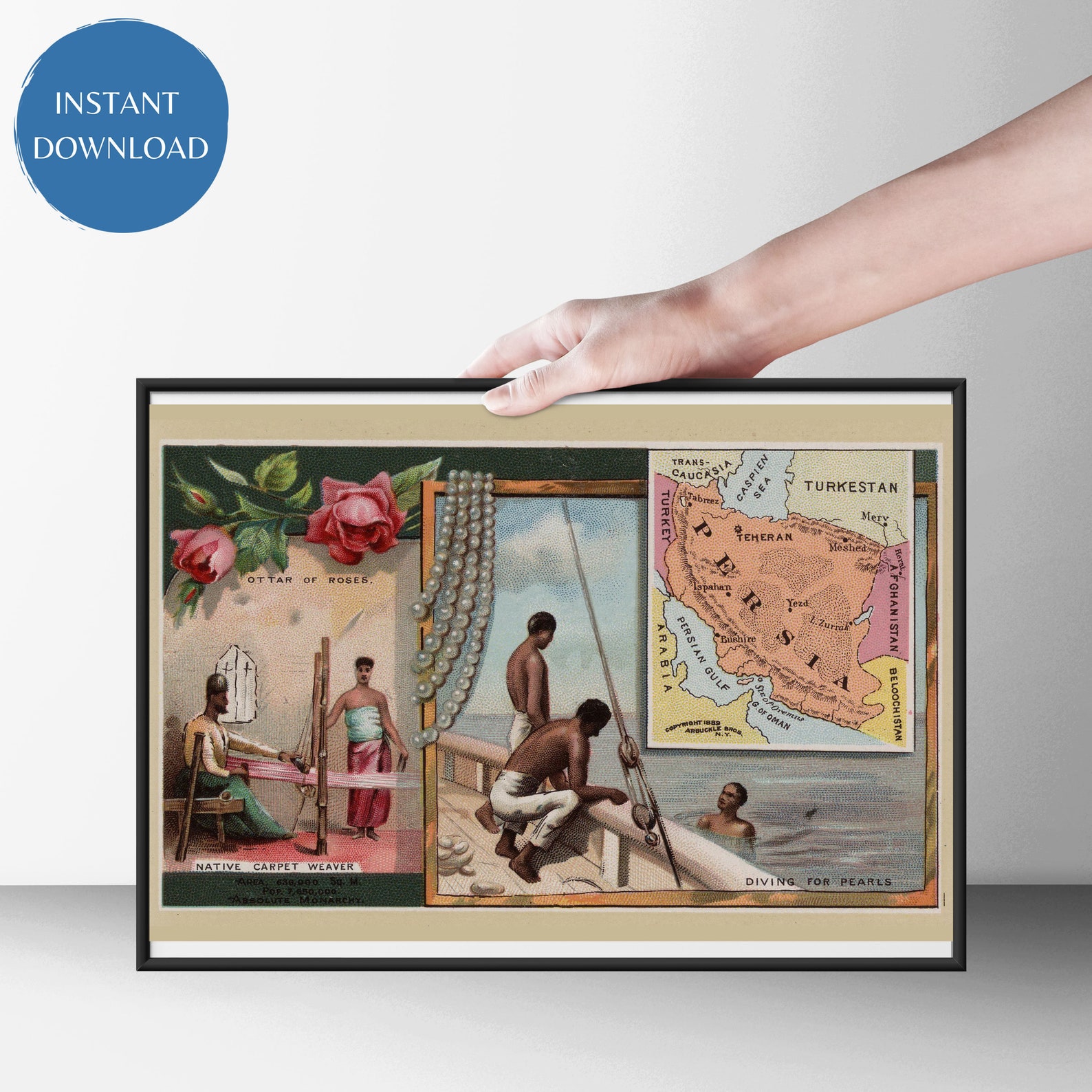 Illustrated Map of Persia 1890 Digital Print Historic - Etsy