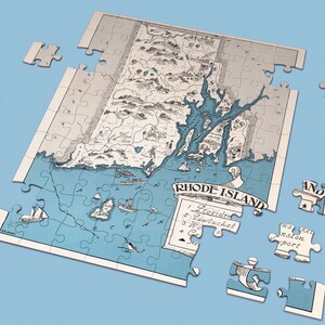 Jigsaw Puzzle Map of Rhode Island 252 Pieces Cartoon Style Map of USA ...