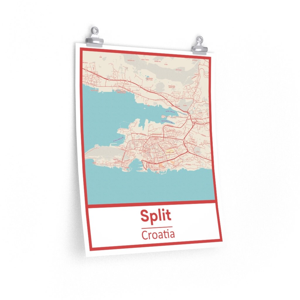 Retro Split Croatia Street Karte Poster & Leinwand - Etsy.de