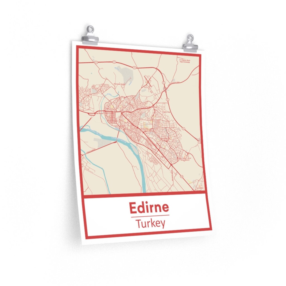 Retro Edirne Turkey Street Map Poster & Canvas Print Options - Etsy 日本