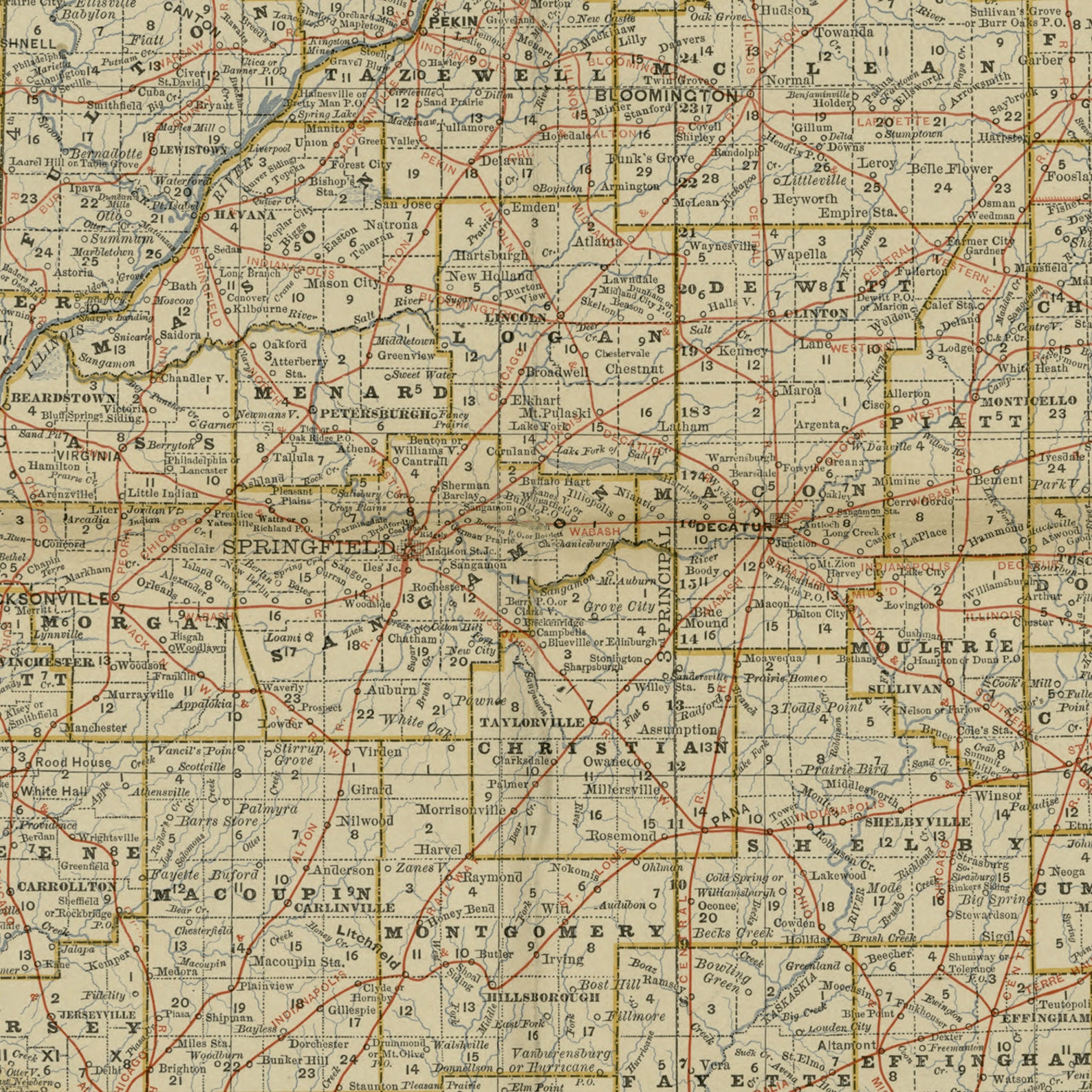 Old Illinois Map Print United States Atlas 1878 Tan Print - Etsy