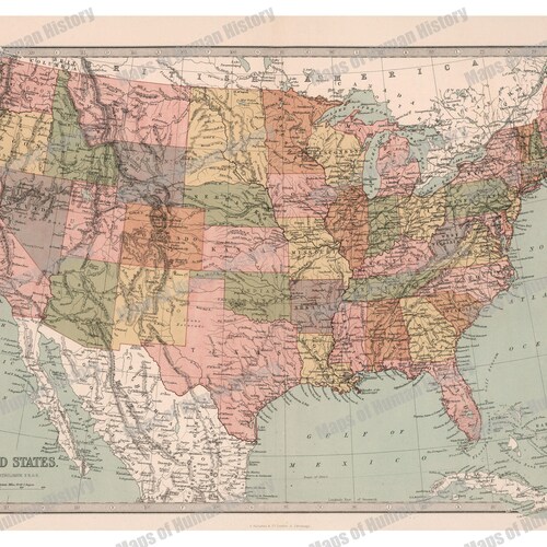 Old Map of United States of America Digital Print Instant - Etsy
