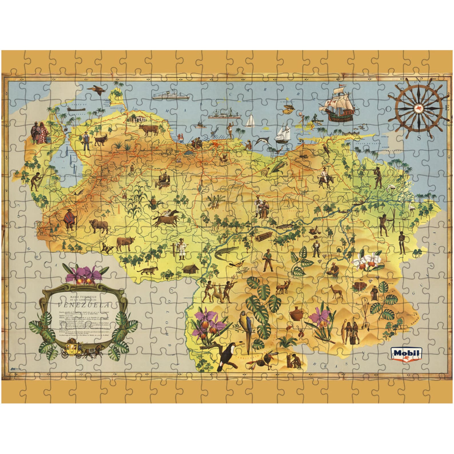 Jigsaw Puzzle Map of Venezuela 252 Pieces South America Tourism Map ...