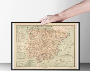Old Map of Spain - Etsy