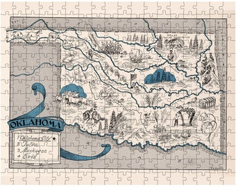 Jigsaw Puzzle Map of Oregon 252 Pieces Cartoon Style Map of USA 10x14in ...