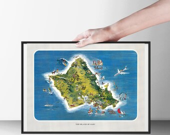 Vintage Oahu Poster - Etsy