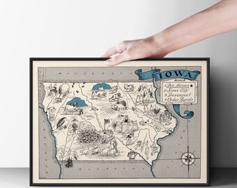 USA Poster Illustrated Map USA Educational Map USA Cartoon Map Gift for ...