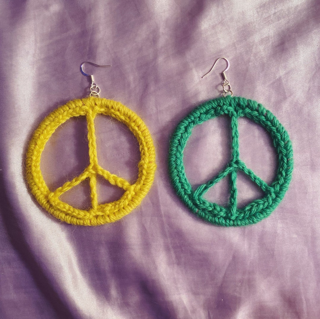 Crochet Peace Sign Earrings Custom Gift for Women Girlfriend Mom ...