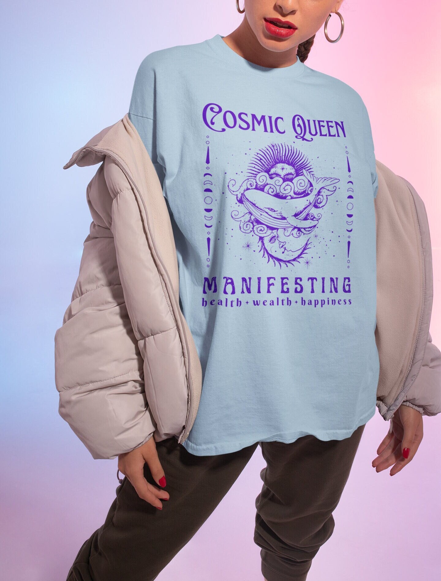 Cosmic Whale Manifest Tshirt Tarot Shirt Mystical Shirt Celestial Tee ...
