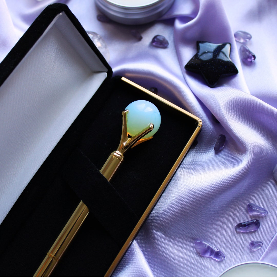Opal Crystal Ball Pen for Inspiration & Clarity, Gold Opal Pen, Crown ...