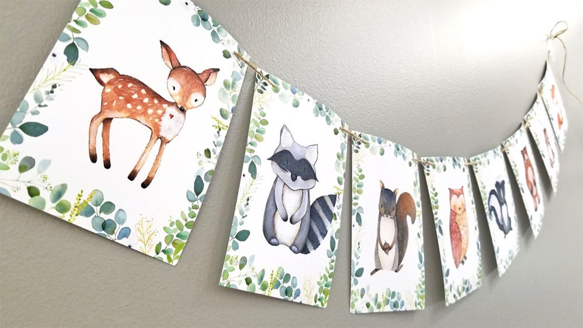 Woodland Animals Baby Shower Woodland Animals Banner - Etsy