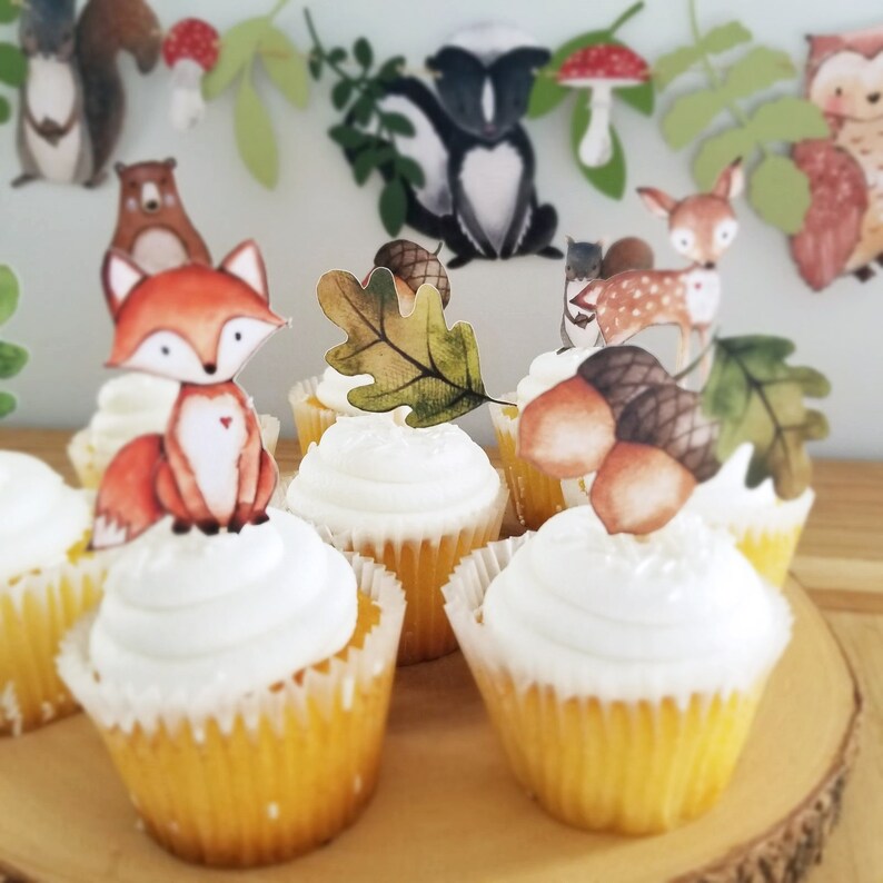 Woodland Cupcake Toppers Forest Animals Woodland Theme - Etsy