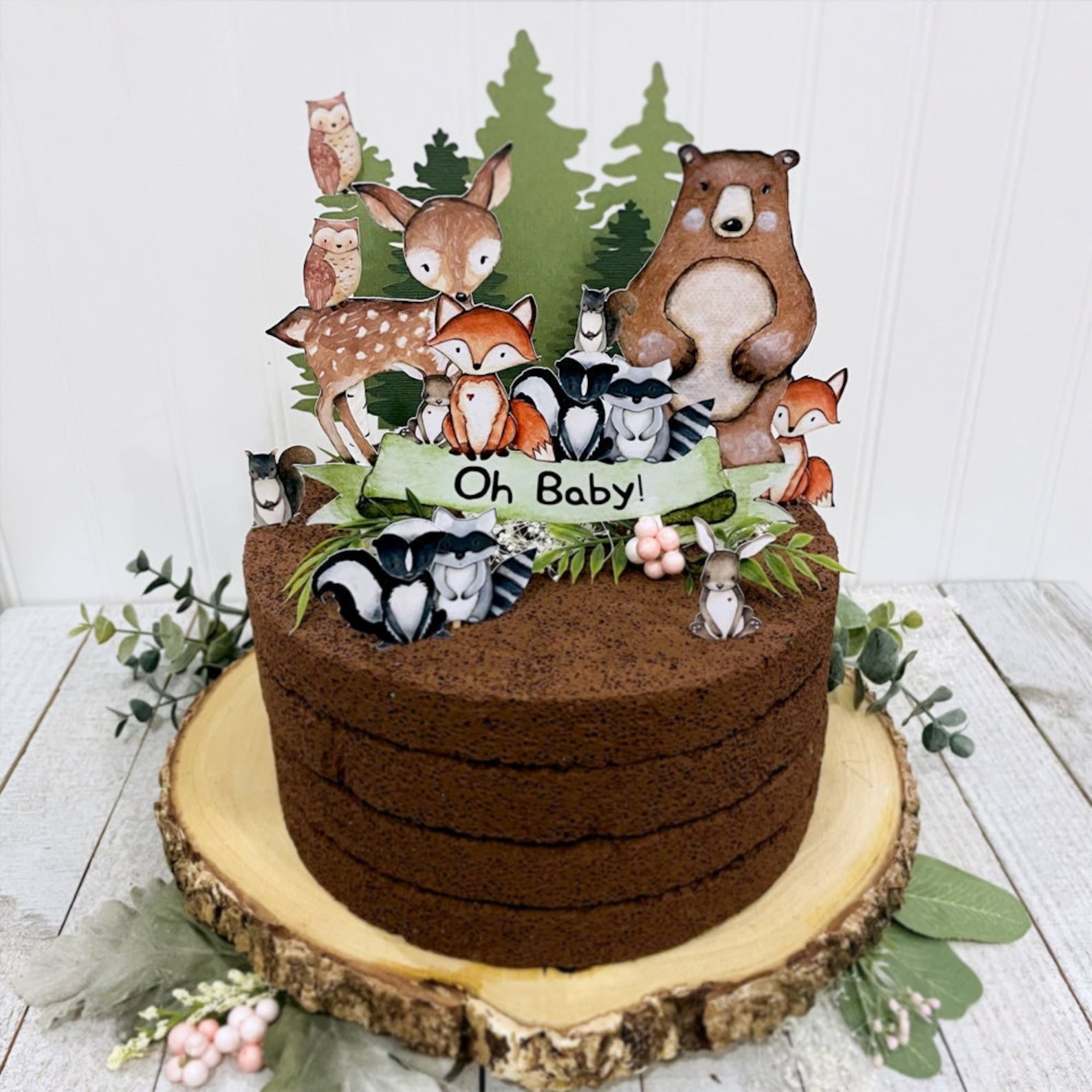 Woodland Cake Topper, Forest Animals Cake Topper, Straw Cake Topper ...