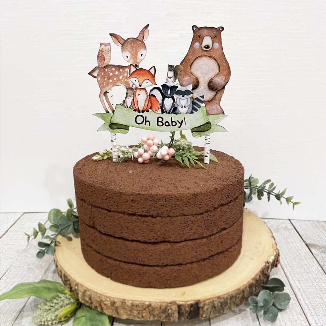 Woodland Cake Topper Forest Animals Cake Topper Straw Cake - Etsy