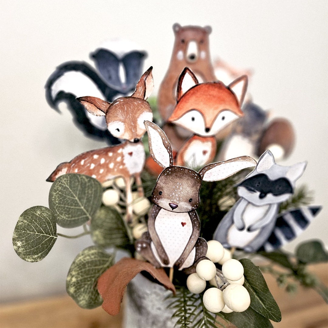 Woodland Animals Centerpiece, 8ct Set, Woodland Baby Shower Decoration ...