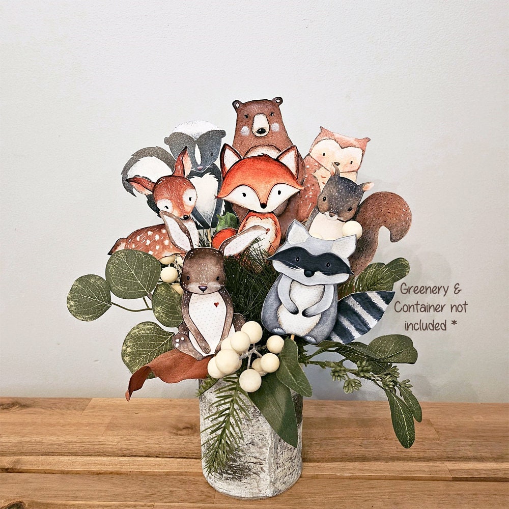 Woodland Animals Centerpiece, 8ct Set, Woodland Baby Shower Decoration ...