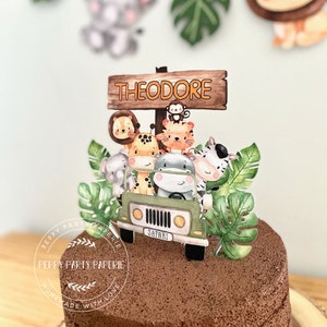 Safari Cake Topper, Wild Jungle Animals Cake Topper, Personalized ...