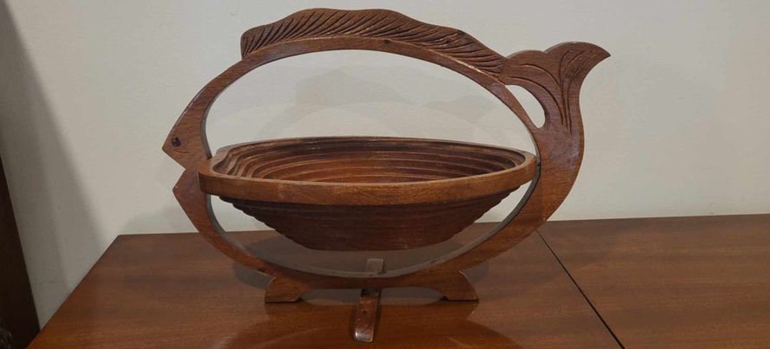 Vintage Collapsible Timber Bowl - Etsy