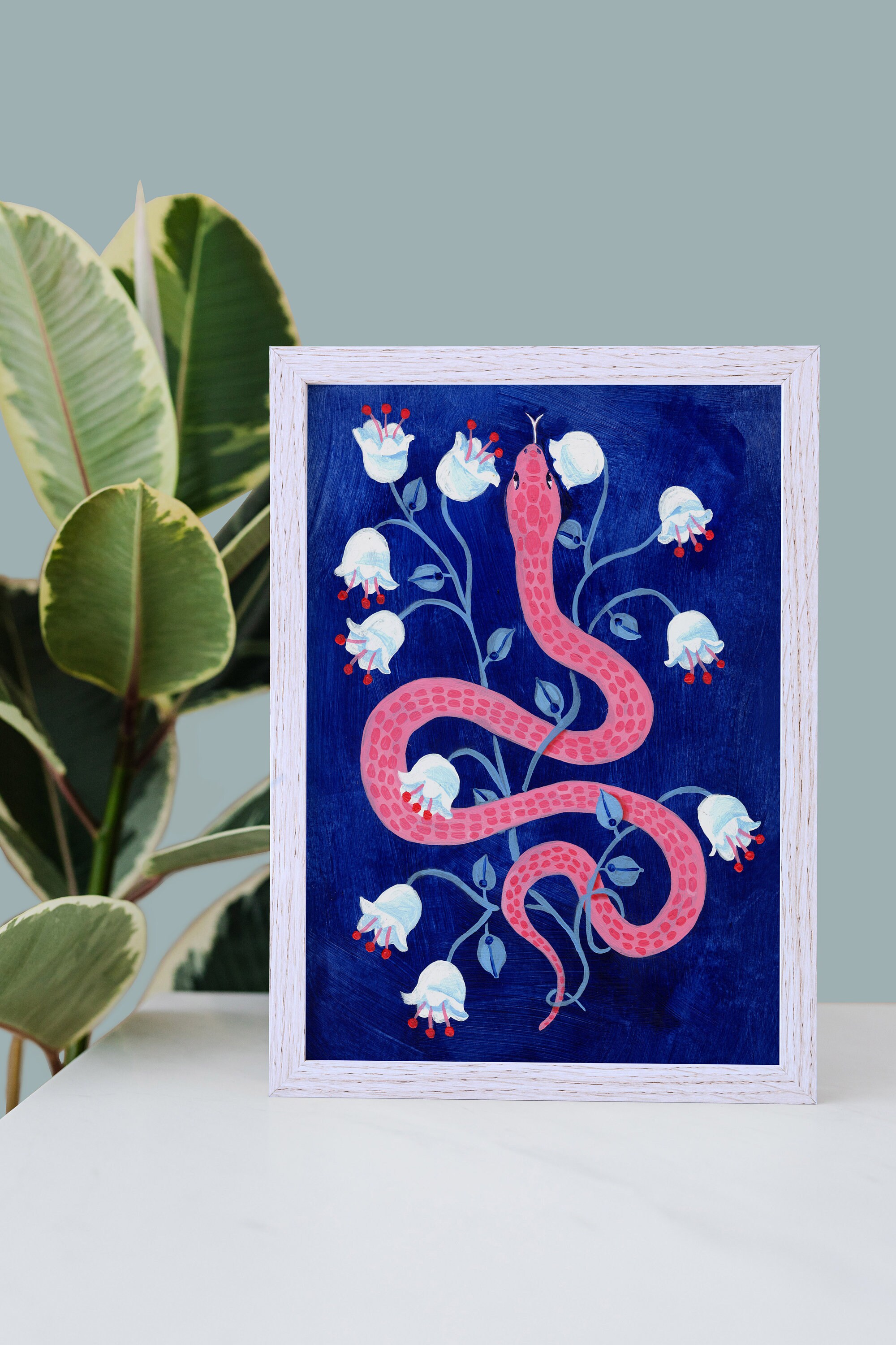 Floral Snake Illustration Prints A4 & A5 Snake Art Print | Etsy