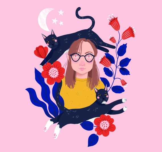 Cute Custom Portraits Cute Custom Couples Family Pet | Etsy