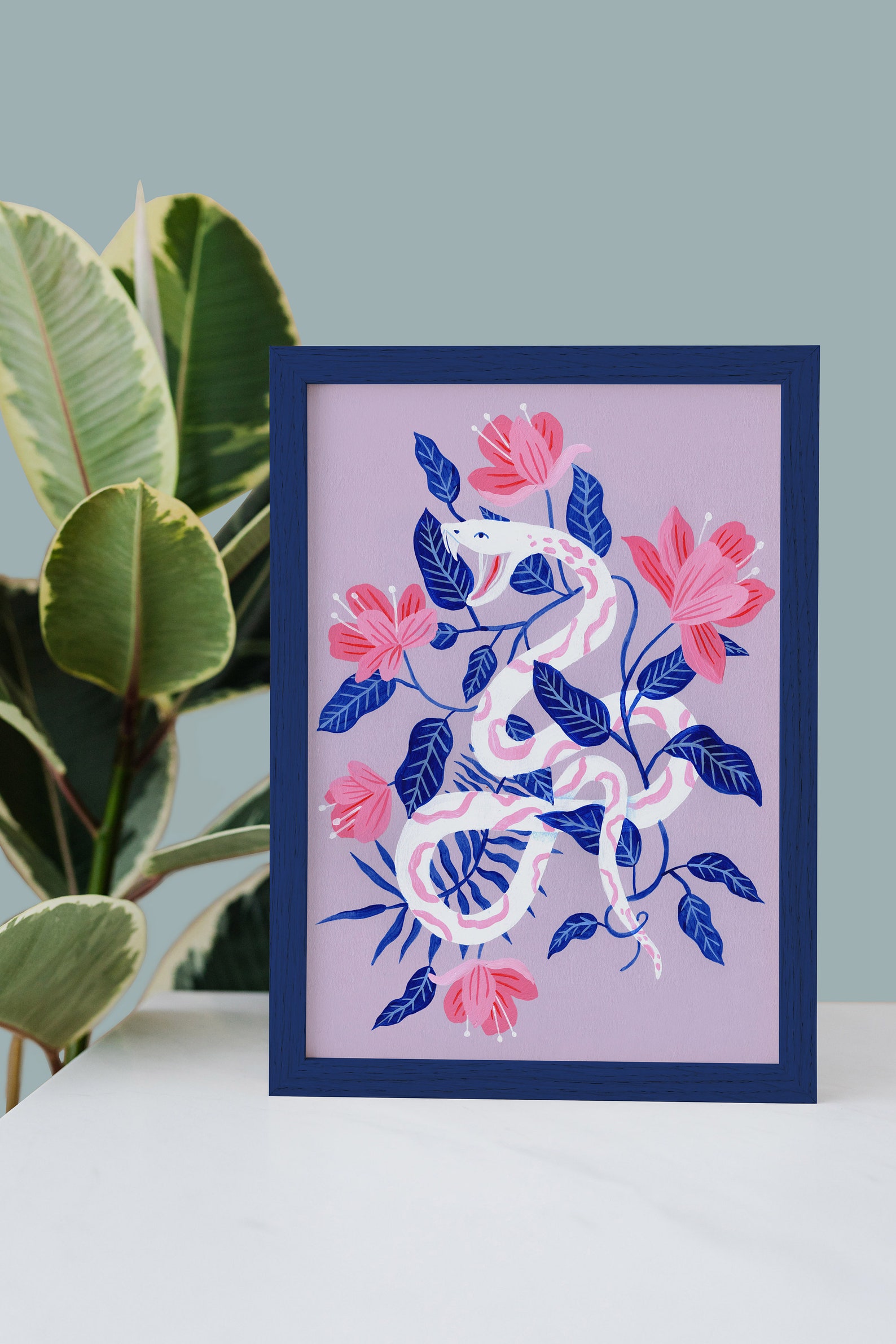 Floral Snake Illustration Prints A4 & A5 Snake Art Print | Etsy