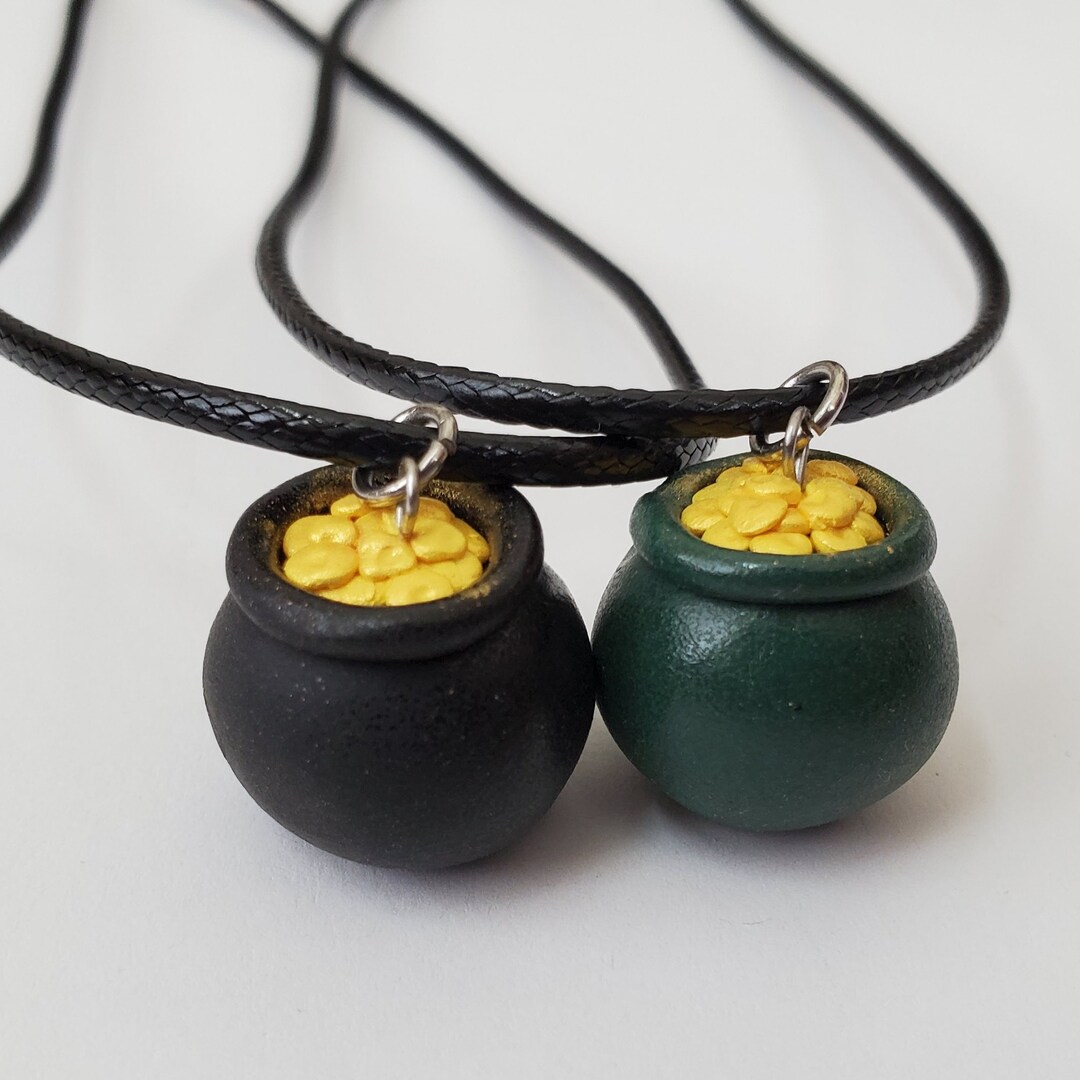 Pot of Gold Polymer Clay Necklace - Pot of Gold Jewelry - Pot of Gold ...