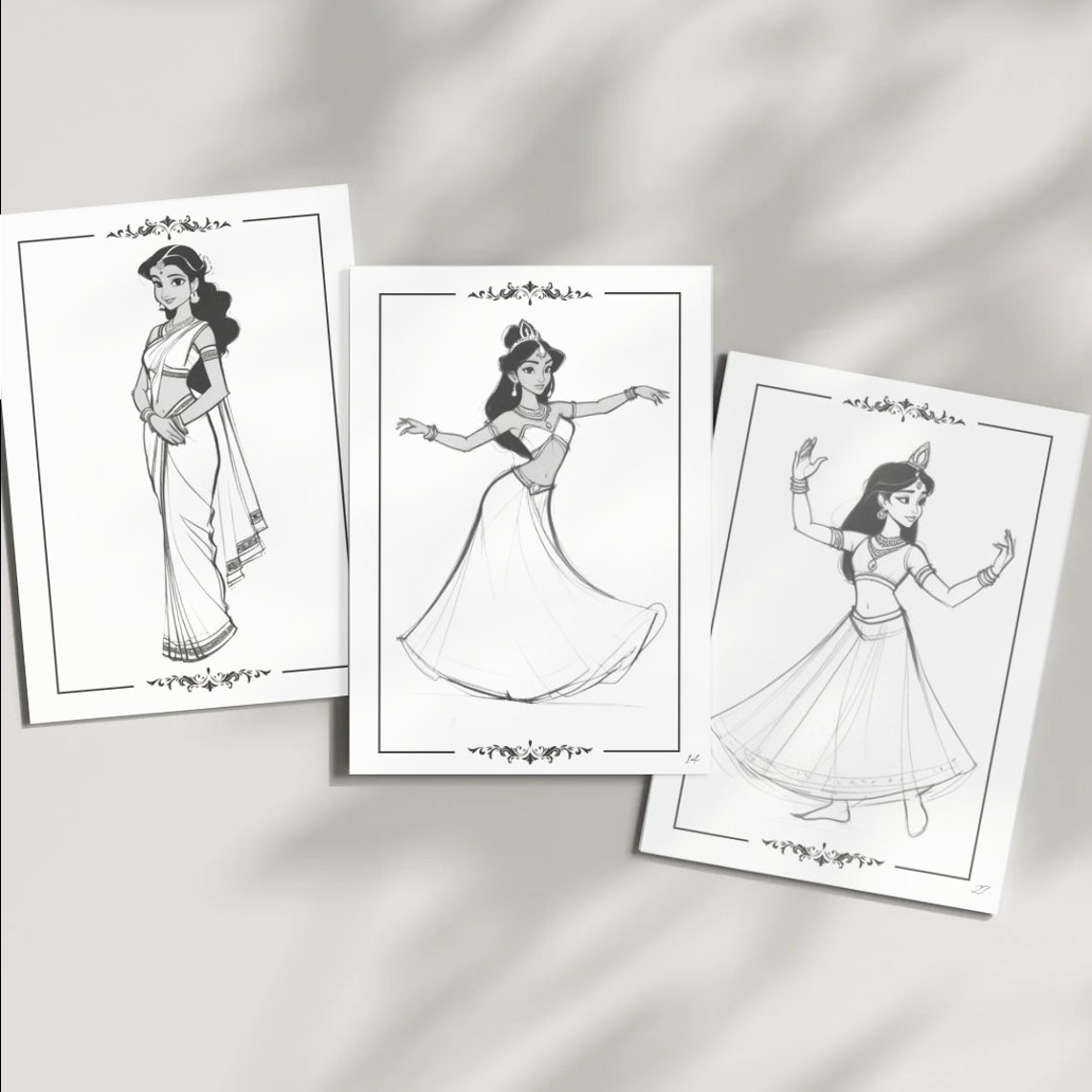 Indian Princess Colouring Book| 50 Sheets| Royal Colouring Pages| Fairy ...