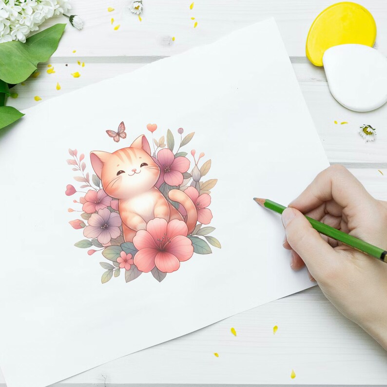 Cute Chibi Cat Clipart Bundle | Kawaii Watercolour | 25 Cute Cats PNG ...