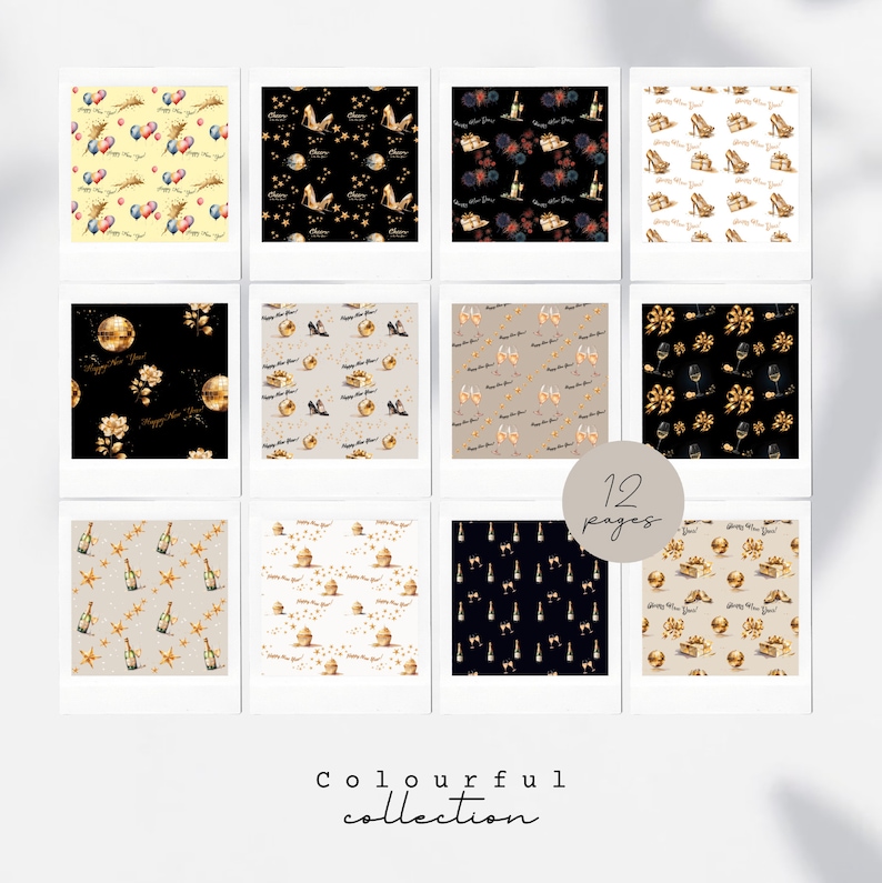 New Year Digital Paper| Scrapbook Papers| Celebration| Seamless ...