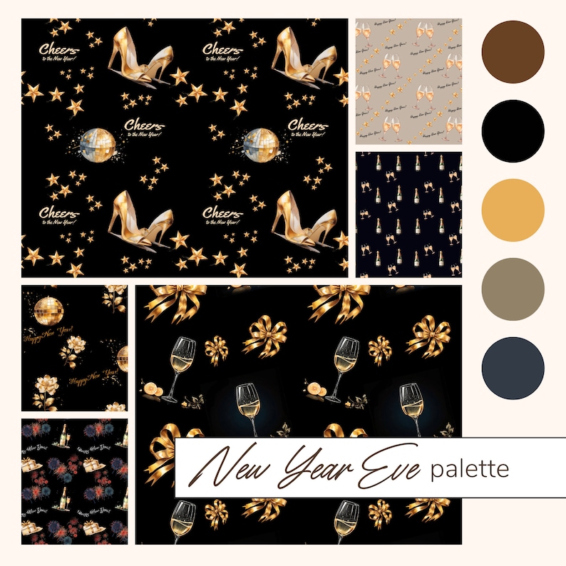 New Year Digital Paper| Scrapbook Papers| Celebration| Seamless ...