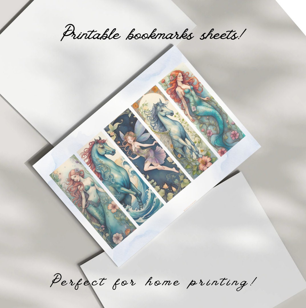 30 Watercolour Fantasy Printable Bookmarks | Digital Download PNG ...