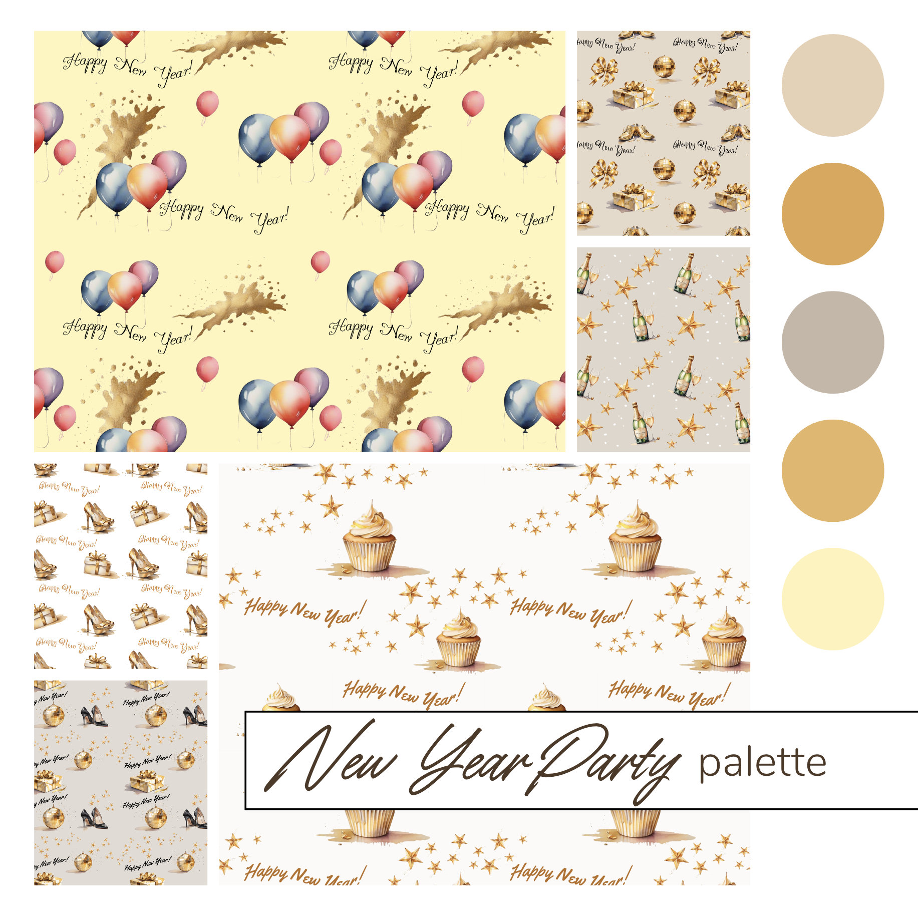 New Year Digital Paper| Scrapbook Papers| Celebration| Seamless ...