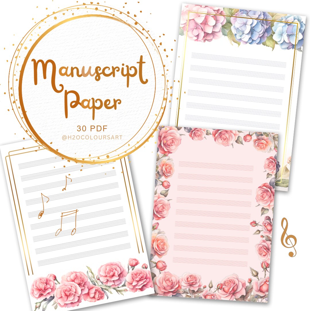 Manuscript Paper| 30 Digital Blank Music Sheets| A4 PDF Staved Music ...