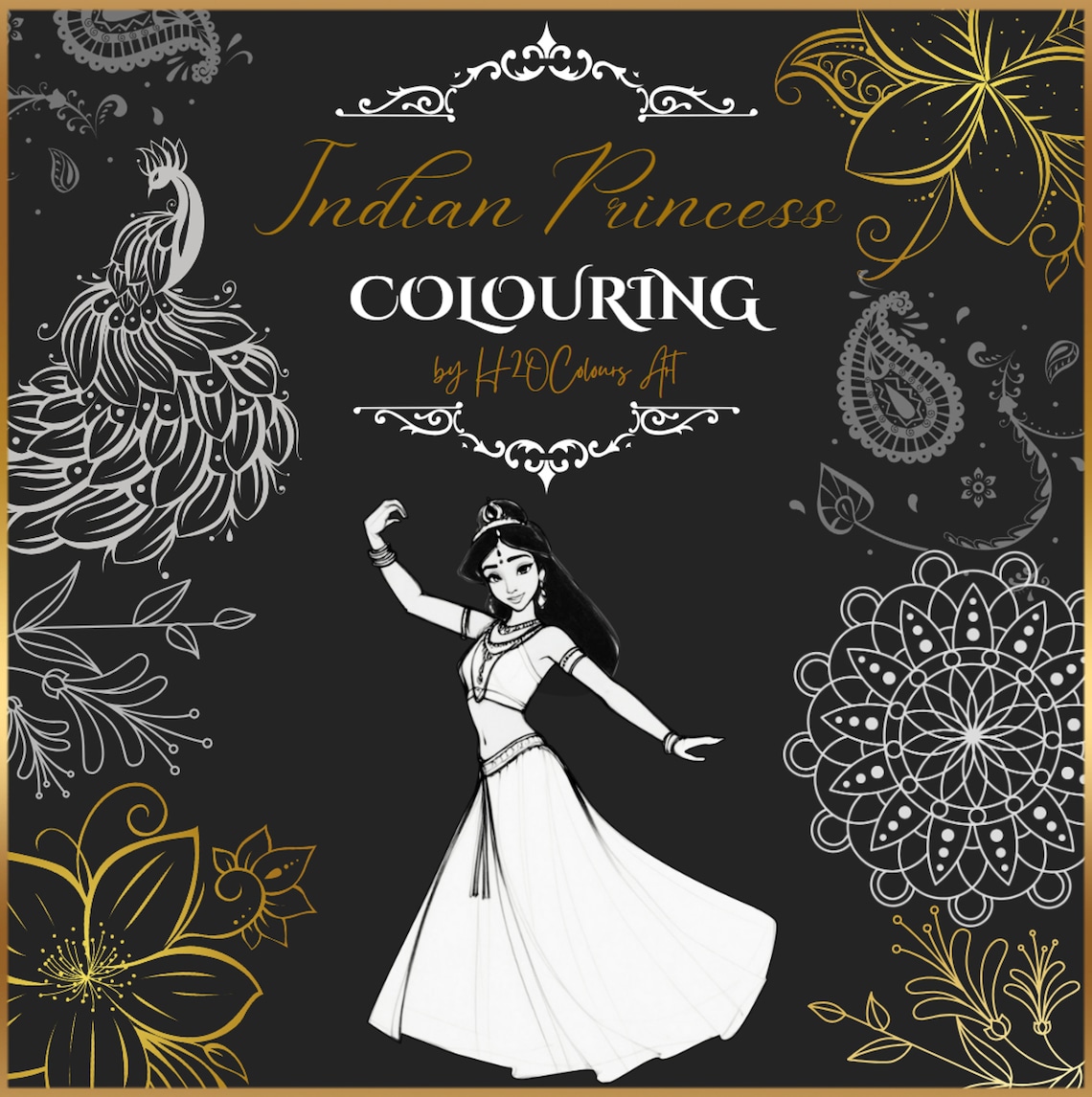 Indian Princess Colouring Book| 50 Sheets| Royal Colouring Pages| Fairy ...