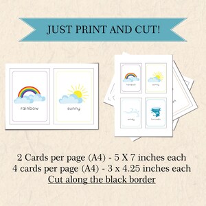 15 Weather Flashcards for Kids Montessori Printable Learning Cards ...