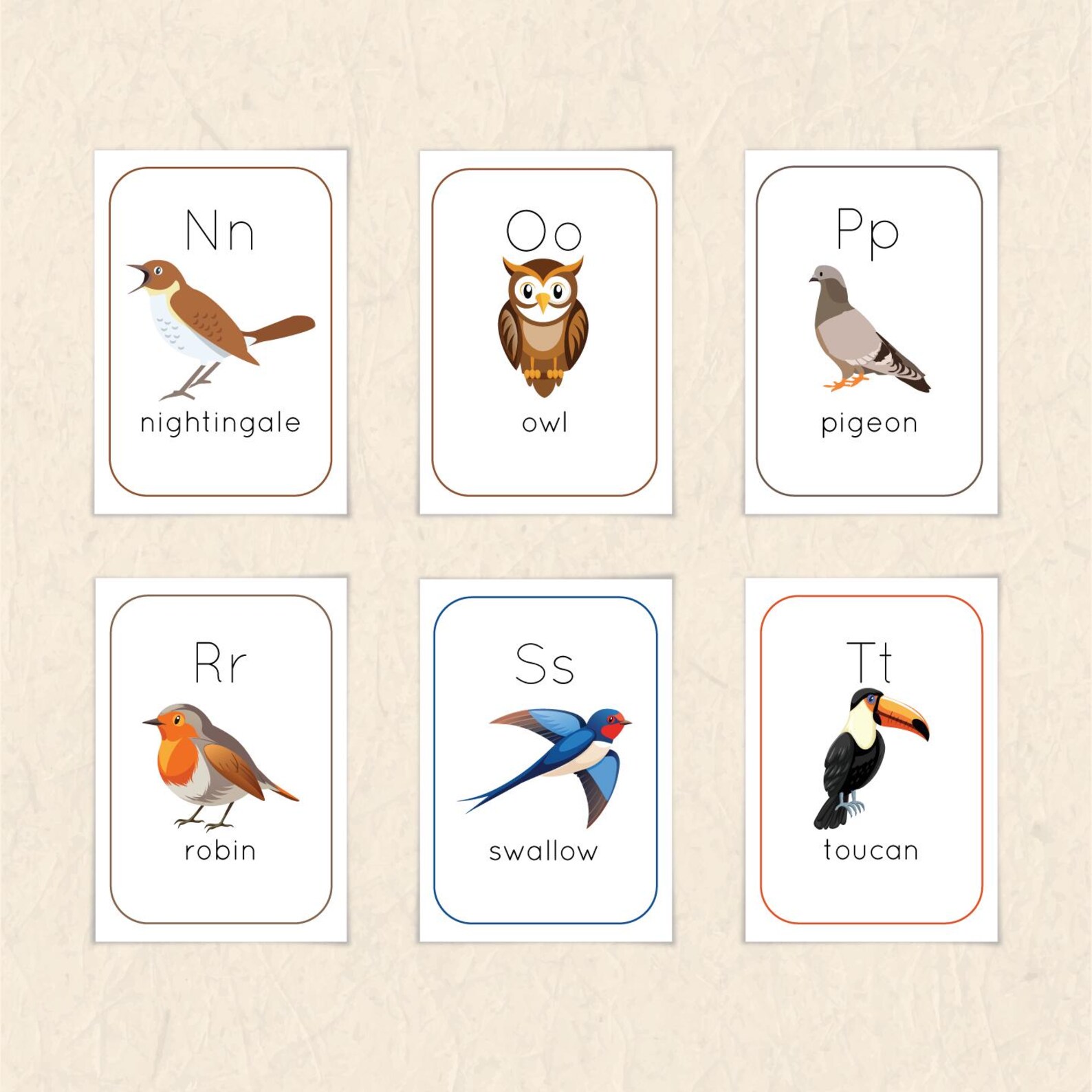 Alphabet Birds Flashcards | A-Z Birds Learning Cards for Kids | Digital ...