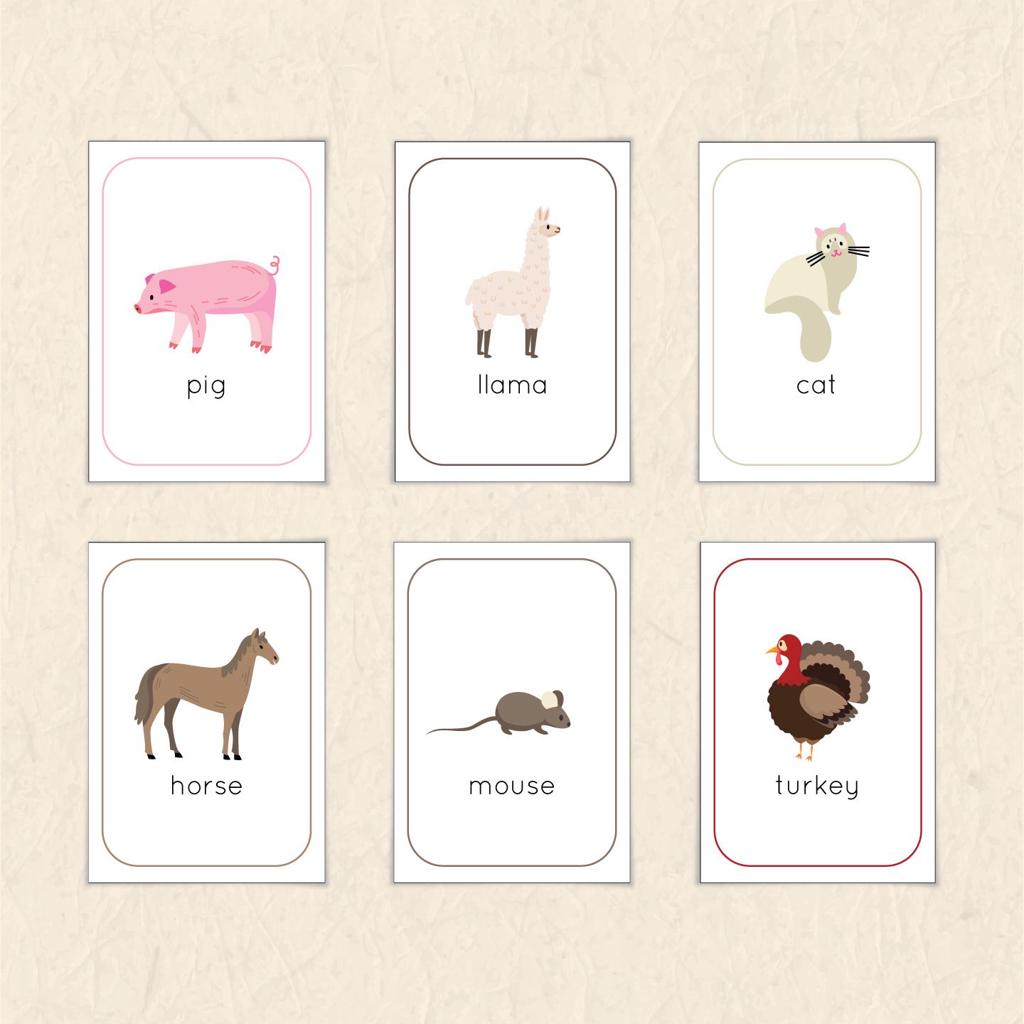 Farm Animals Flashcards Printable, Montessori Toddler Learning ...