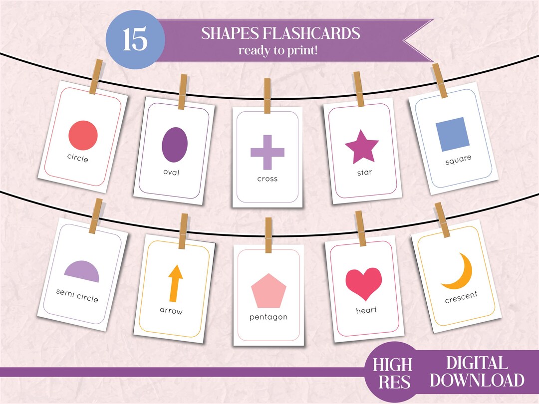 15 Shapes Flashcards Montessori-inspired Learning for Toddlers ...