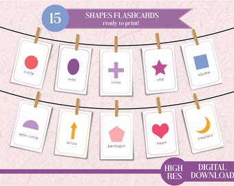 Printable Geometric Shapes Flashcards | Educational Cards for Toddlers ...