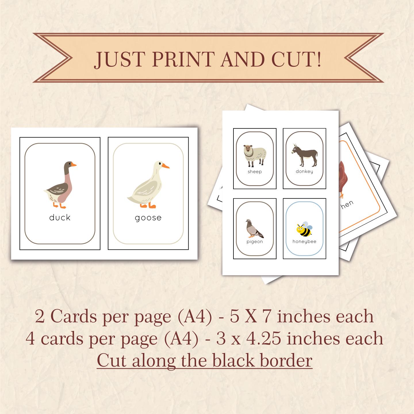 Farm Animals Flashcards Printable, Montessori Toddler Learning ...