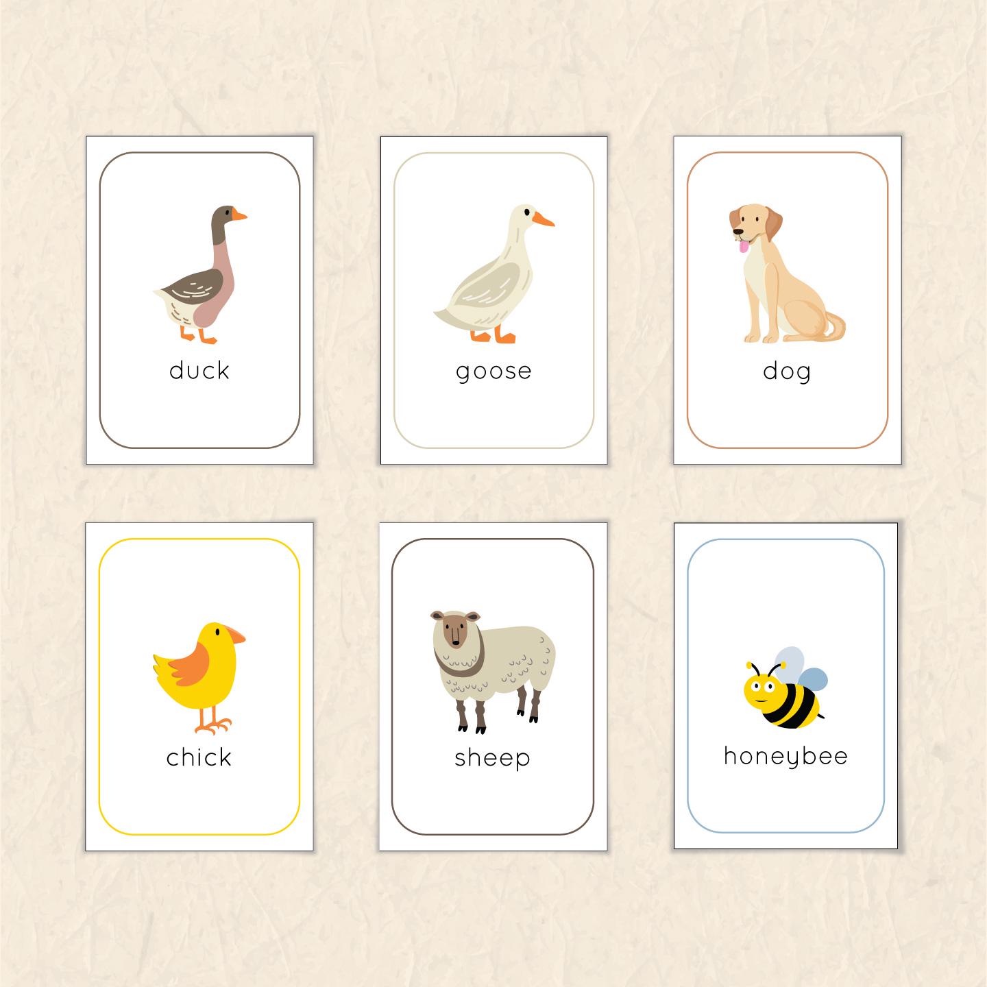 Farm Animals Flashcards Printable, Montessori Toddler Learning ...
