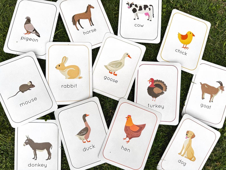 Farm Animals Flashcards Printable, Montessori Toddler Learning ...