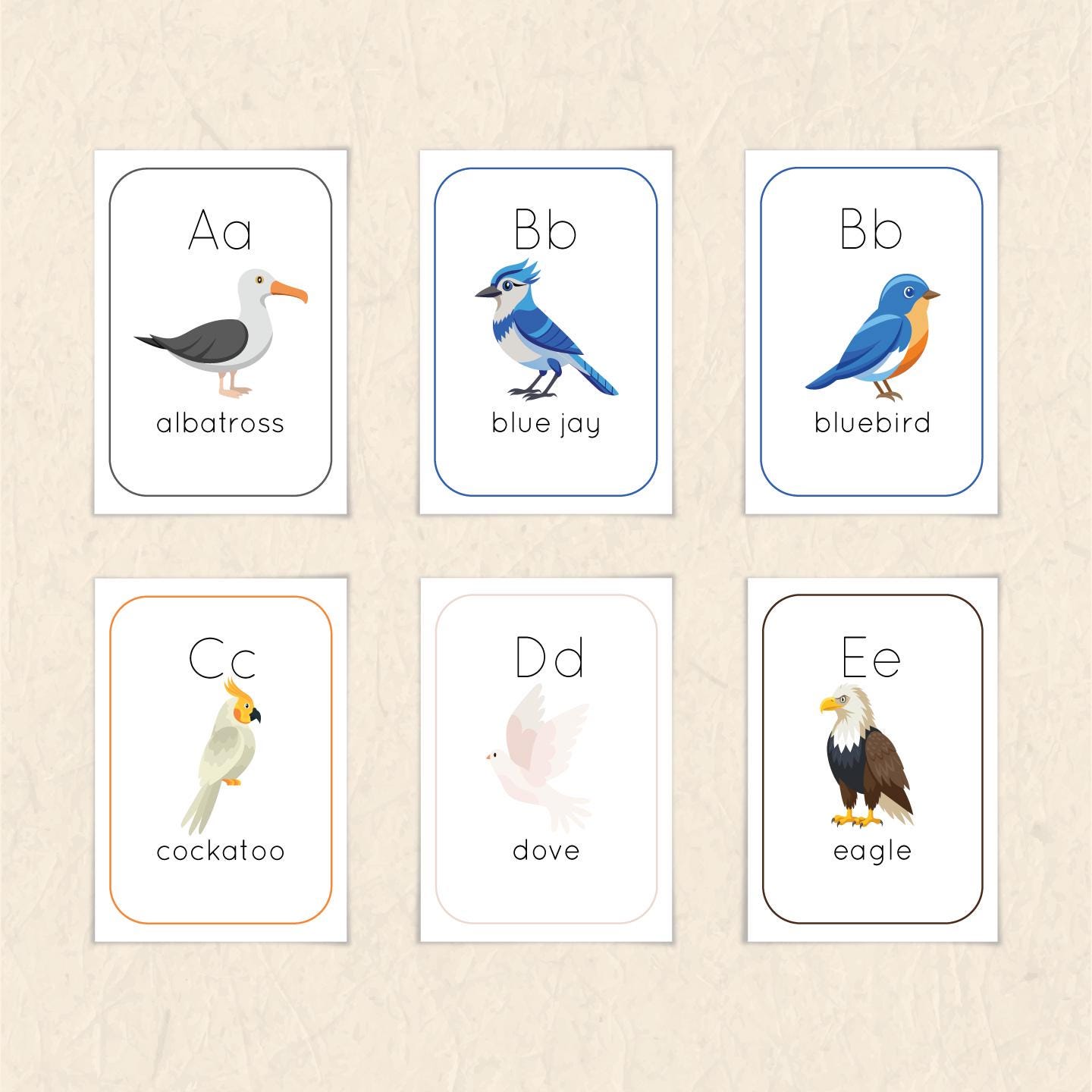 Alphabet Birds Flashcards | A-Z Birds Learning Cards for Kids | Digital ...