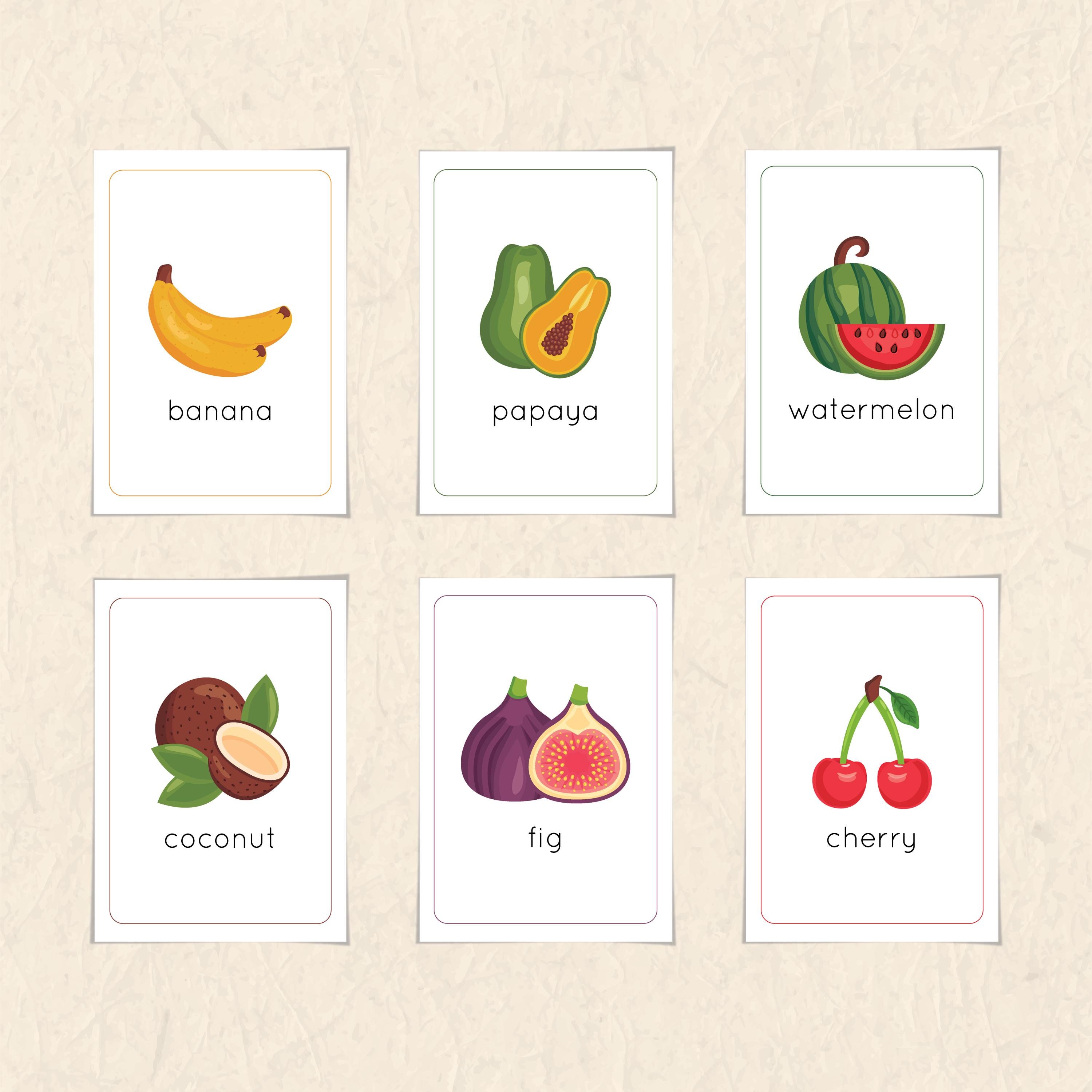 Fruits Flashcards for Kids - Printable Montessori Learning Cards for ...