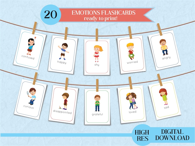 Emotions Flashcards Printable - Feelings & Emotions Learning Cards for ...