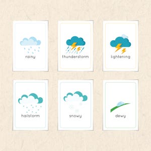 15 Weather Flashcards for Kids Montessori Printable Learning Cards ...