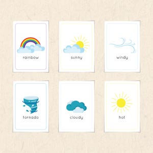 15 Weather Flashcards for Kids Montessori Printable Learning Cards ...