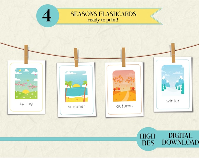 ESL Beginner Flashcards for Kids - Four Seasons Flashcards - Winter ...