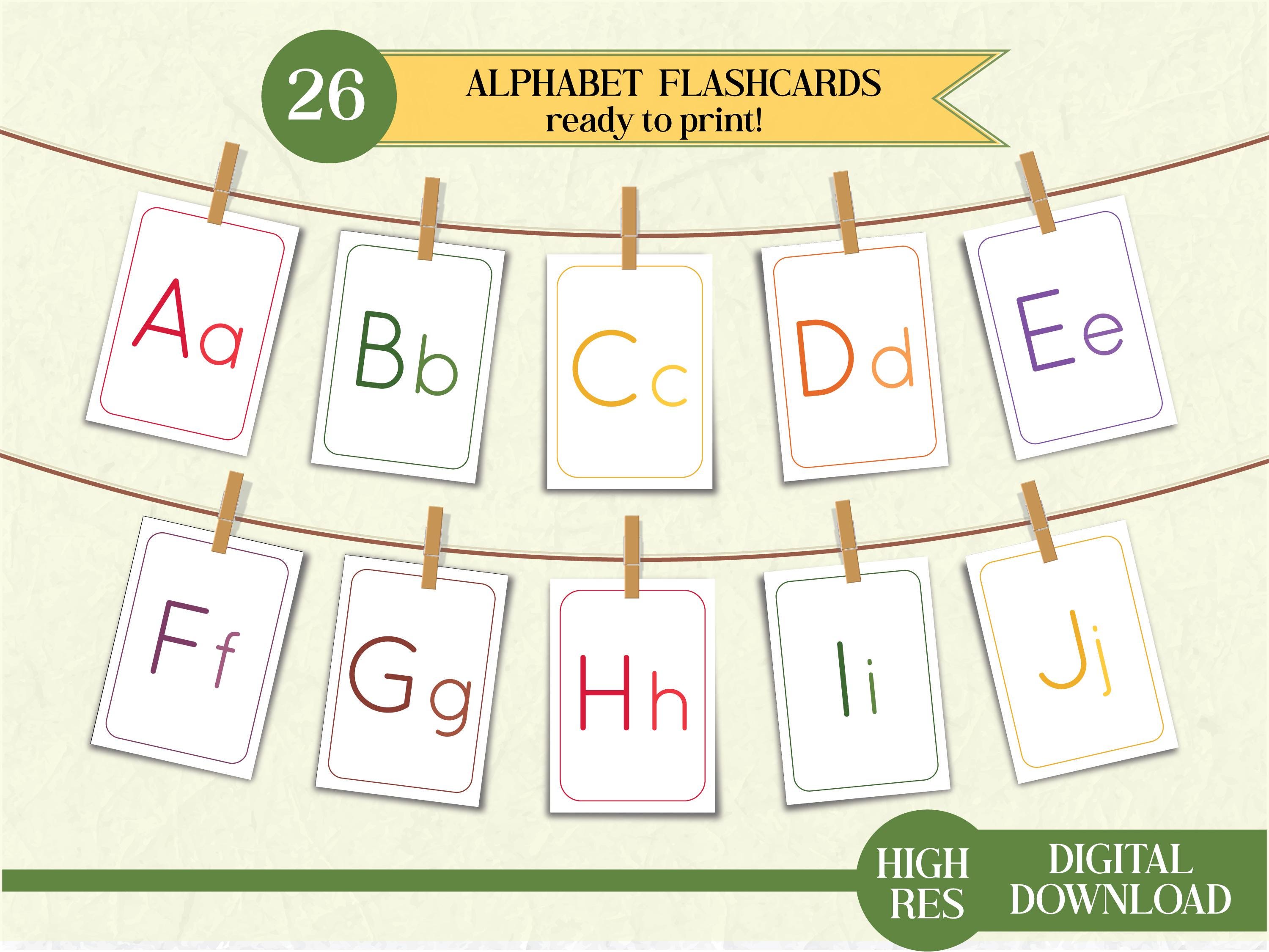 Rainbow Alphabet Flashcards for Toddlers, Printable ABC Flashcards ...